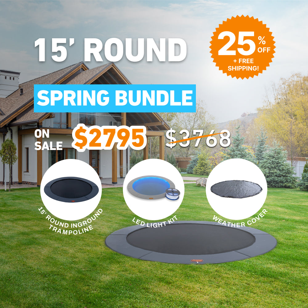 15' Round In-ground Trampoline - Spring Bundle Sale! 25% OFF!