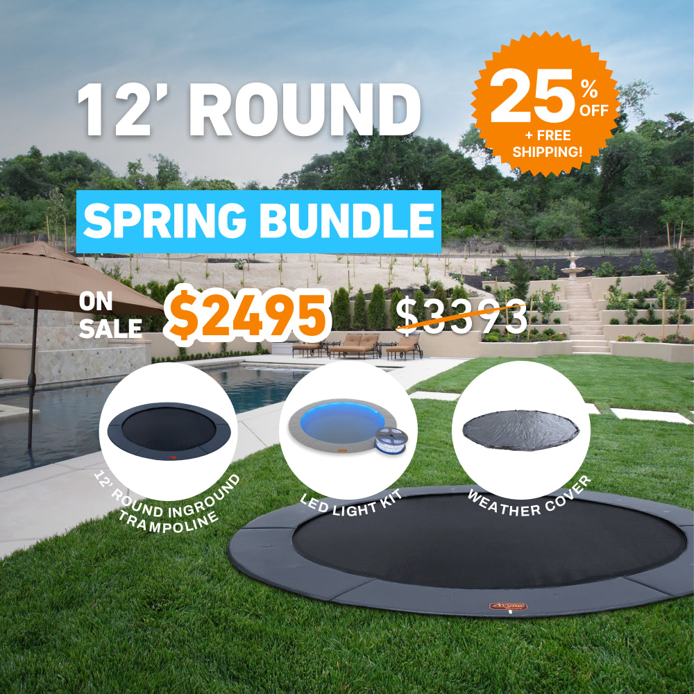 12' Round In-ground Trampoline - Spring Bundle Sale! 25% OFF!