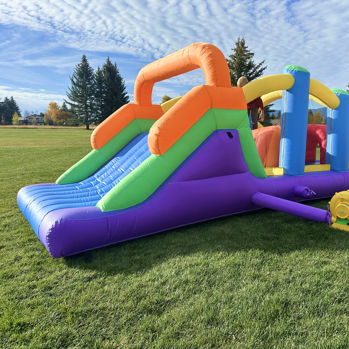 Rainbow Rush Obstacle Course with Slide | Bounce House